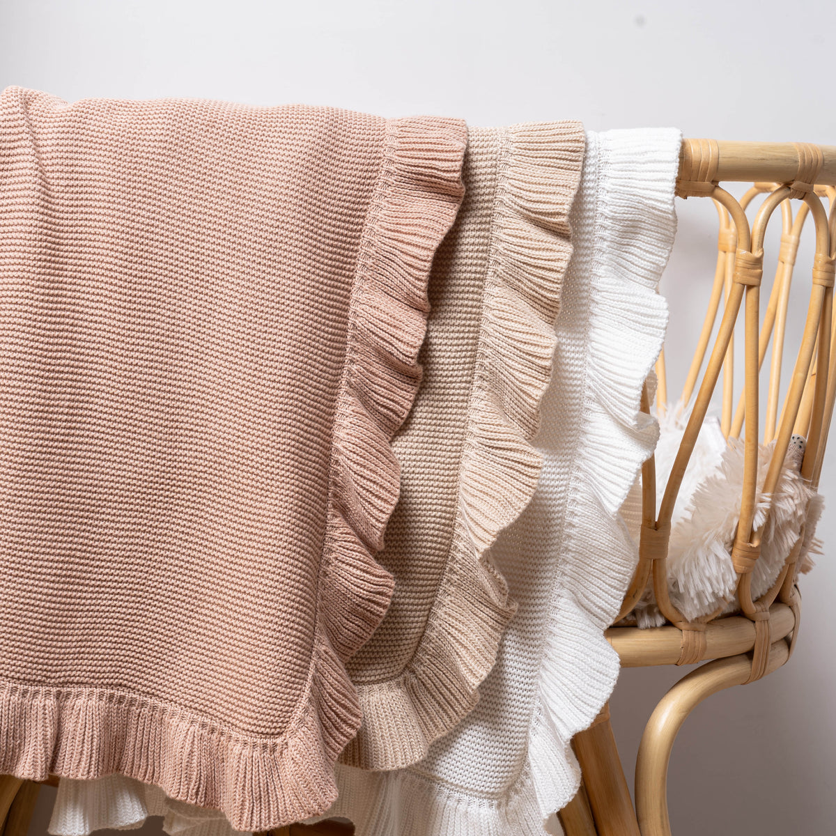 RUFFLE KNIT BLANKET - BISCUIT – Tiny Blessings